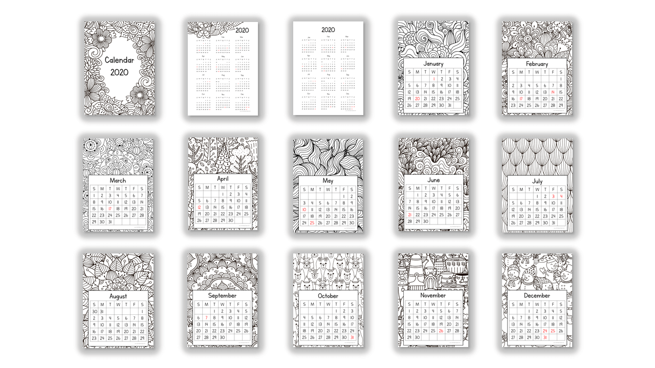 2020 coloring mandala art calendar all pages
