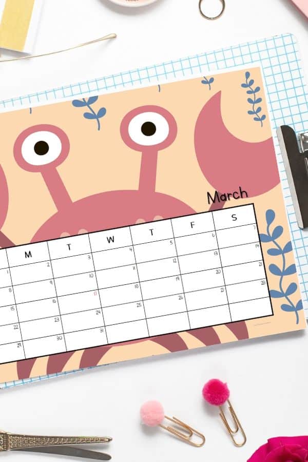 Cute March Calendar Printables For Kids (30 Designs!)